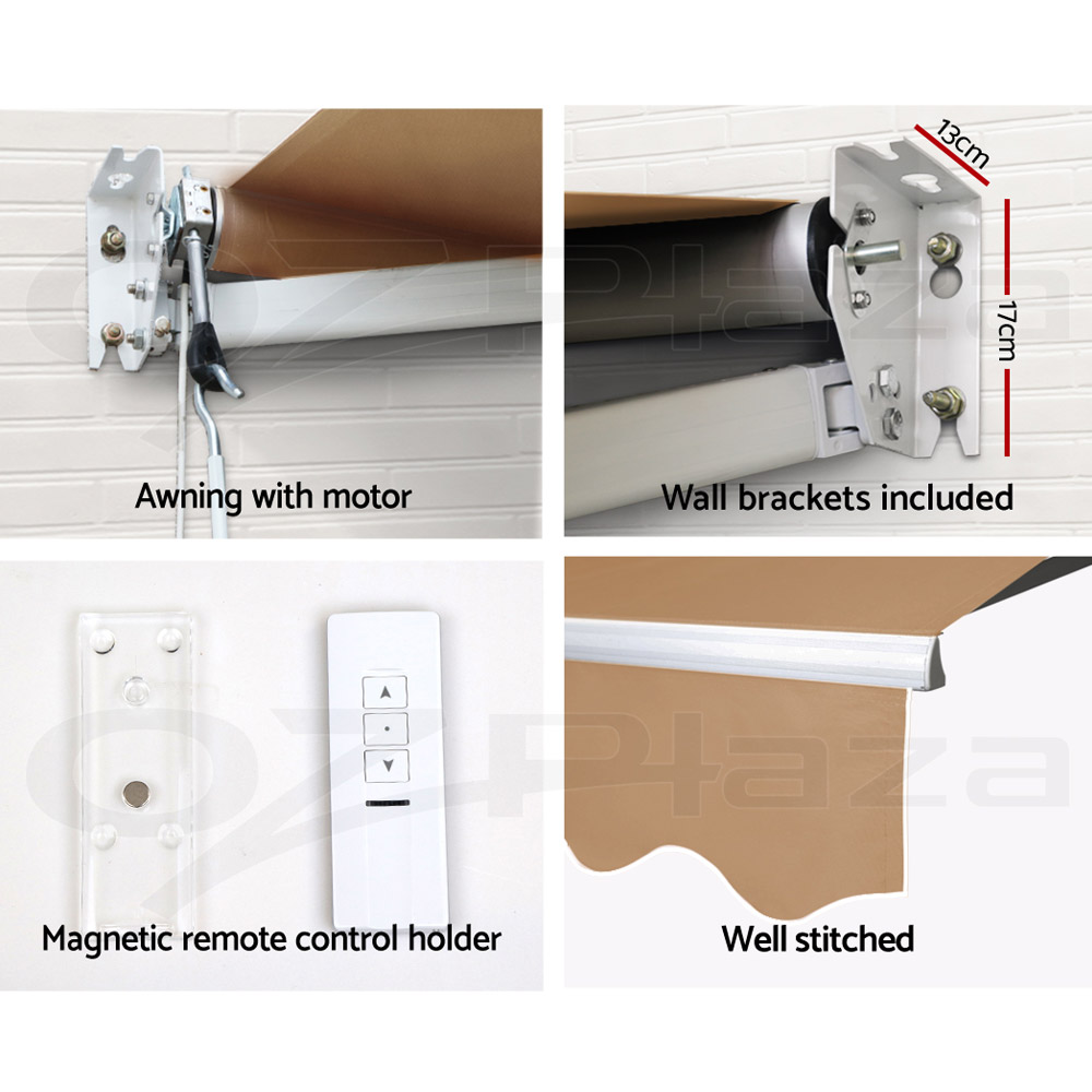 Instahut Retractable Folding Arm Awning Motorised Remote Outdoor Awning ...