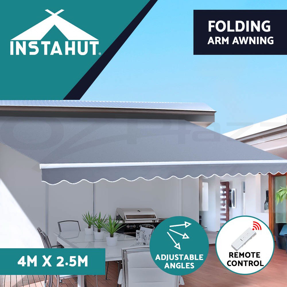 Instahut Retractable Folding Arm Awning Motorised Sunshade Door Canopy ...