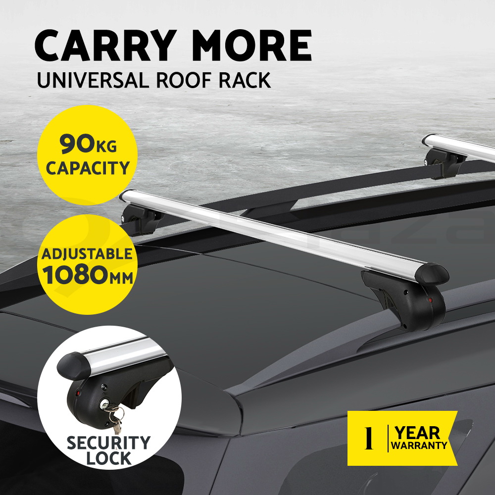 Universal Car Roof Racks Pod Cross Bars Aluminium Adjustable 108cm ...