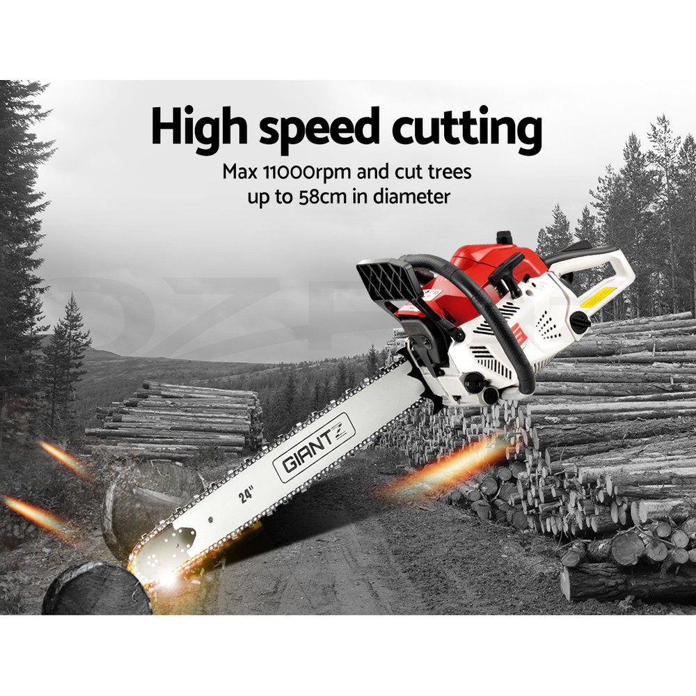 Giantz Petrol Chainsaw Commercial E-Start Bar Chain Saw Top Handle Tree ...