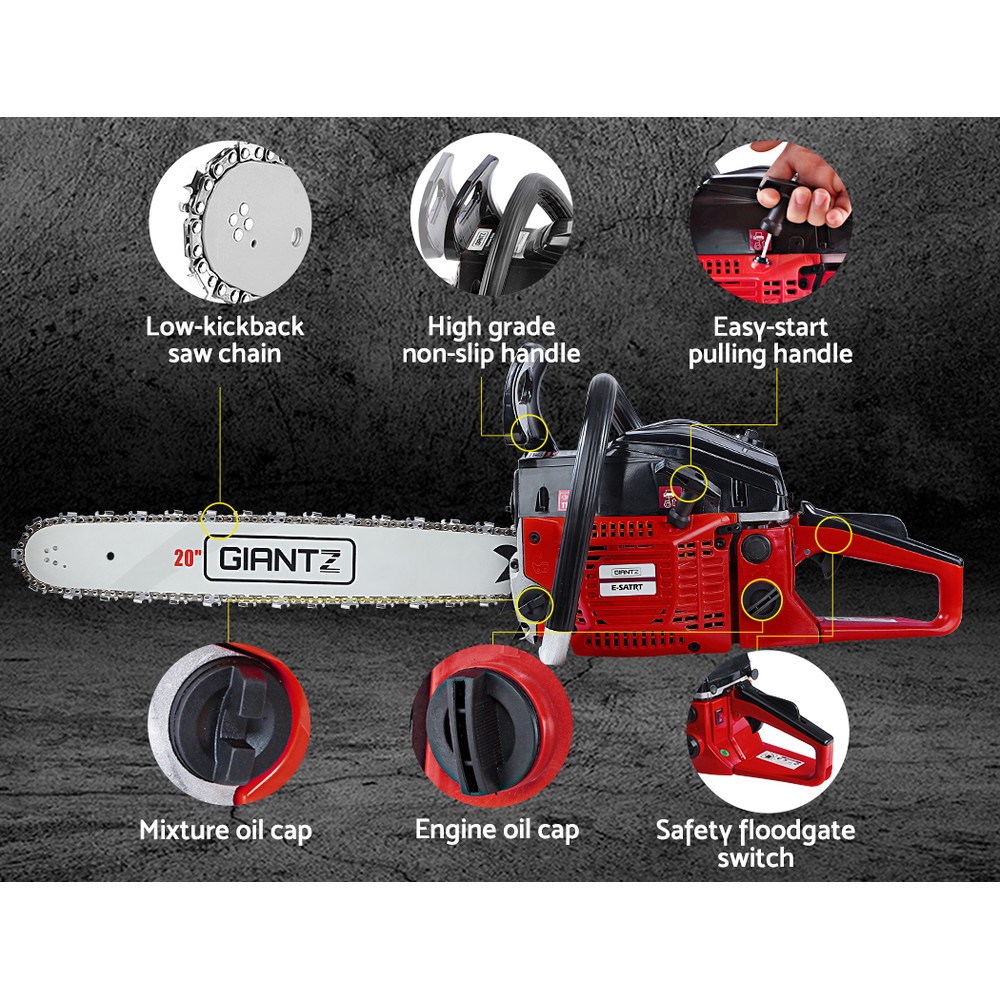Giantz Petrol Chainsaw Commercial E-Start Bar Tree Pruning Chain Saw ...