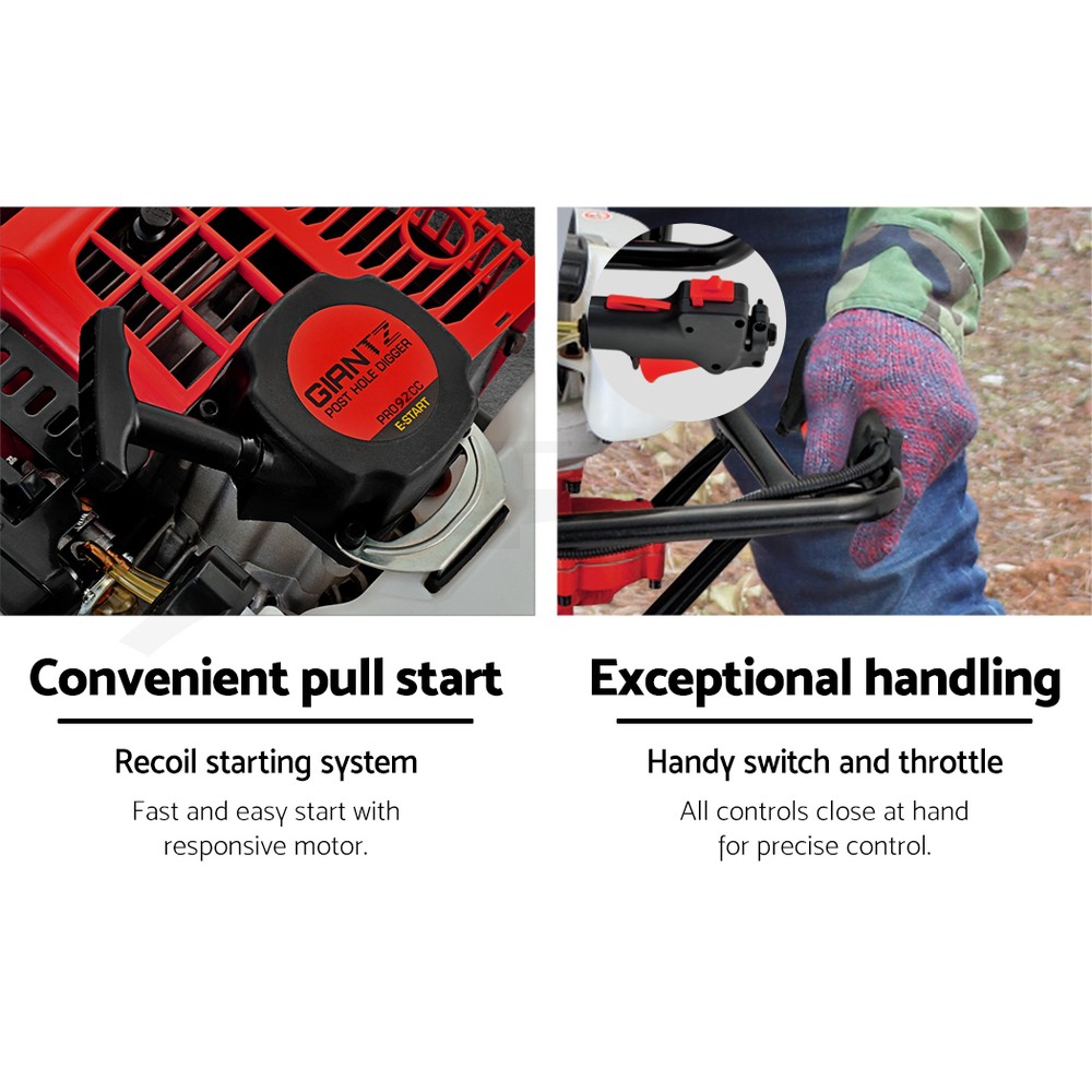 Giantz Post Hole Digger Petrol Motor Diggers Posthole Earth Auger Fence