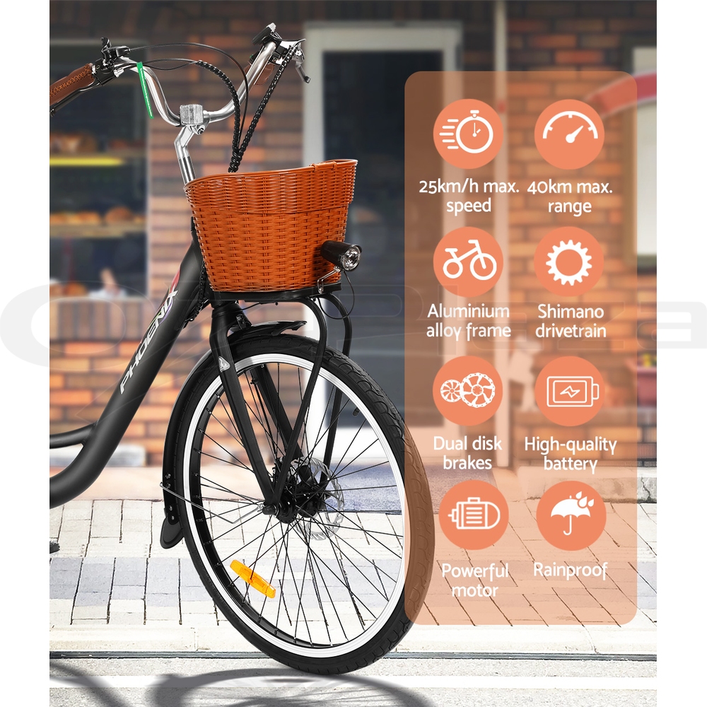 Phoenix 26" Electric Bike City Bicycle eBike e-Bike Urban Commuter w ...