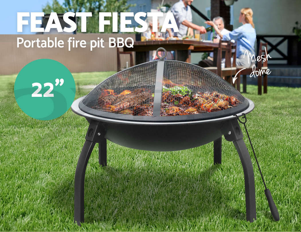 Fire Pit BBQ Charcoal Smoker Portable Outdoor Camping Pits Patio ...