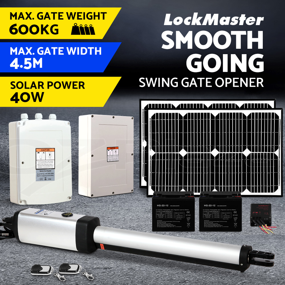 LockMaster Swing Gate Opener Motor Automatic Electric Solar Remote ...