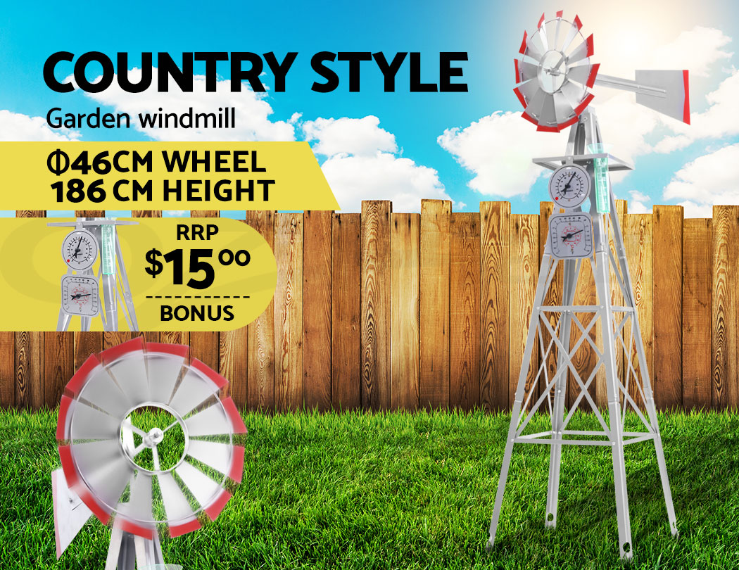 Garden Windmill 6FT 186cm Metal Ornaments Outdoor Decor Ornamental Wind ...