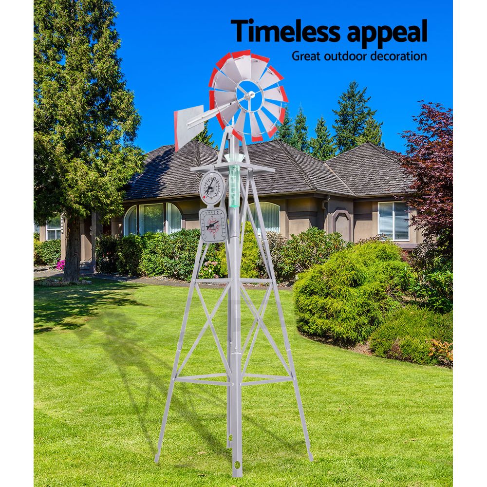 Gardeon 4/6/8FT Garden Windmill Metal Ornaments Outdoor Decor ...