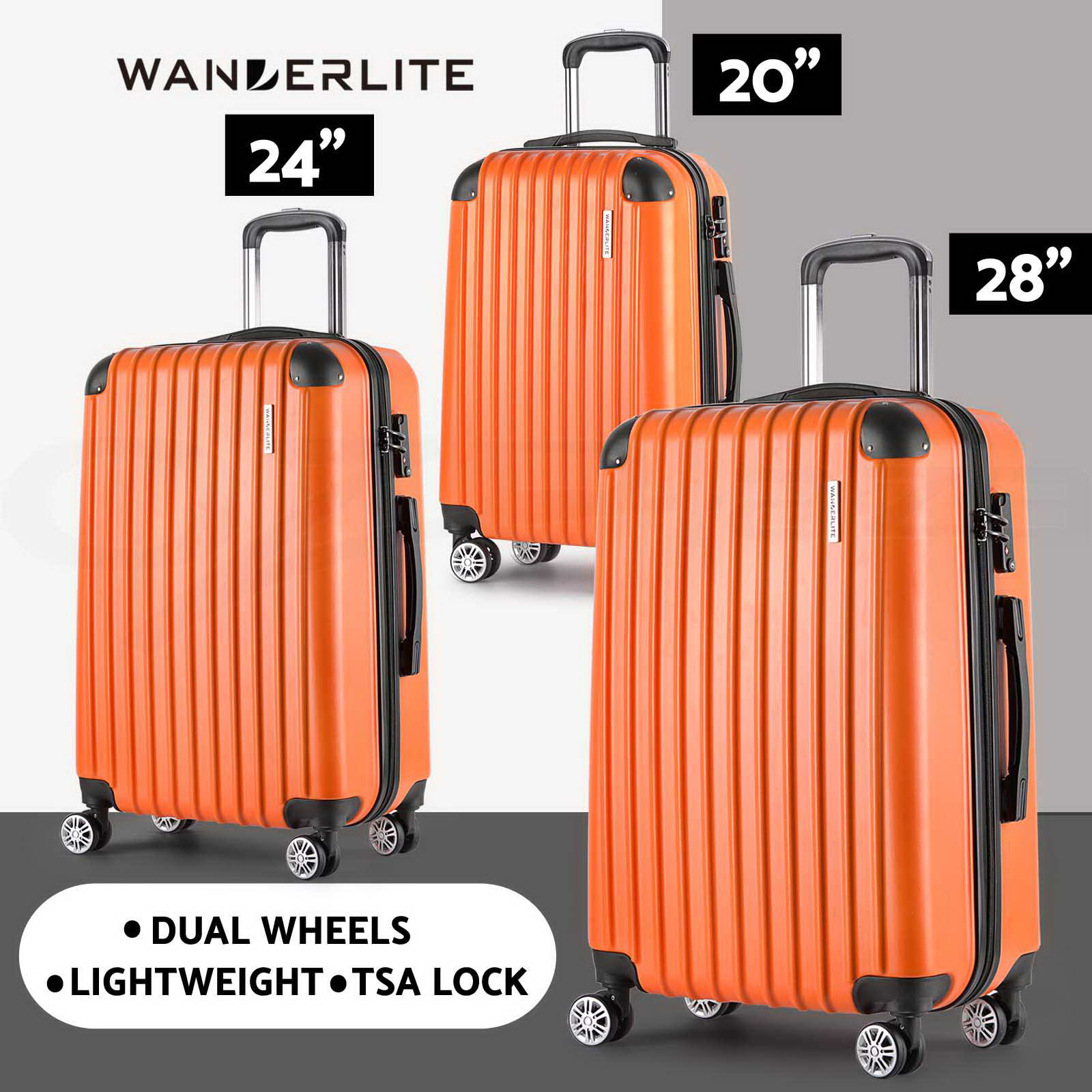 Wanderlite Luggage Sets Suitcase Trolley Set TSA Hard Case Lightweight ...