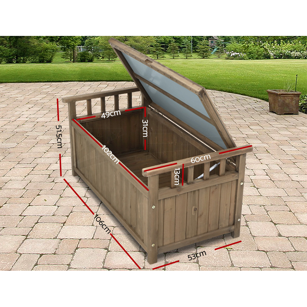Gardeon Outdoor Storage Box Garden Bench Wooden Chest Toy Tool Sheds ...