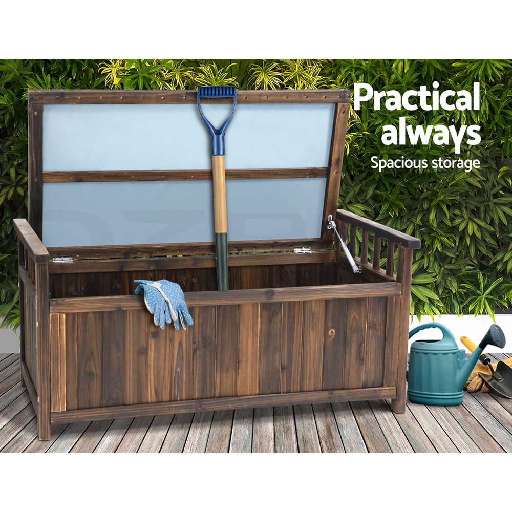 Gardeon Outdoor Storage Box Garden Bench Wooden Chest Toy Tool Sheds ...