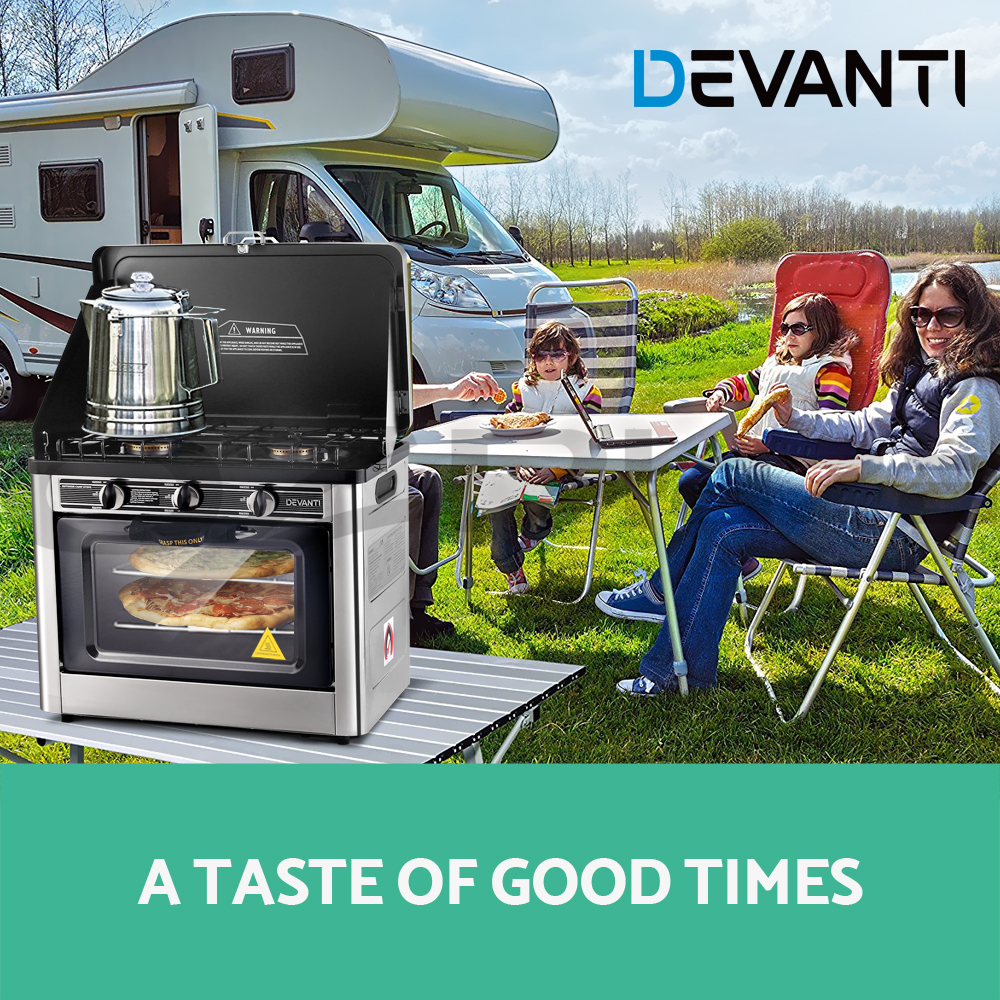 Devanti Portable Gas Camping Oven Stove LPG Cooker Outdoor Caravan | eBay
