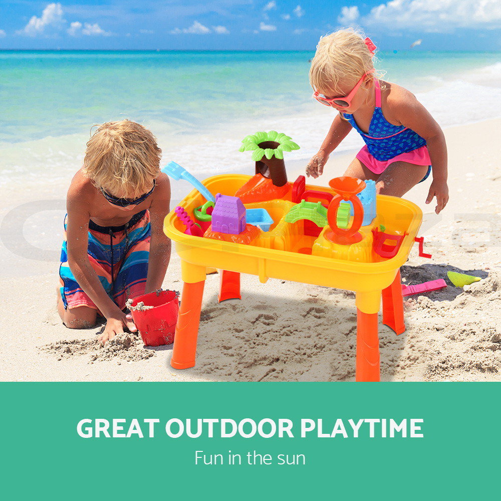 Keezi Kids Sandpit Toys Outdoor Beach Pretend Play Set Sand Pit Table ...