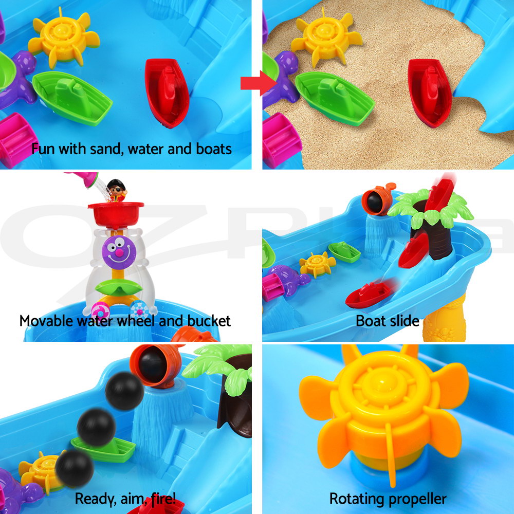 Keezi Kids Sandpit Toys Outdoor Beach Pretend Play Set Sand Pit Table ...