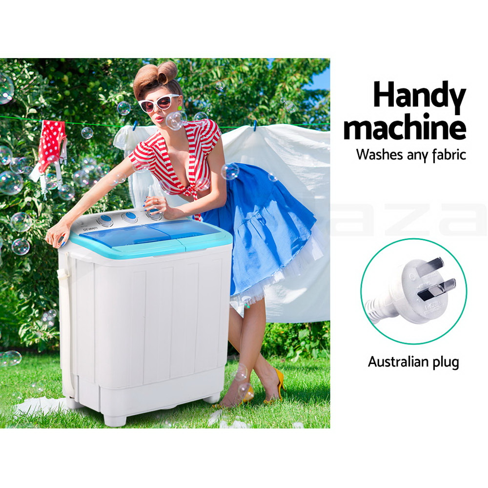 Devanti Mini Washing Machine Portable Twin Tub Caravan Camping Top Load ...