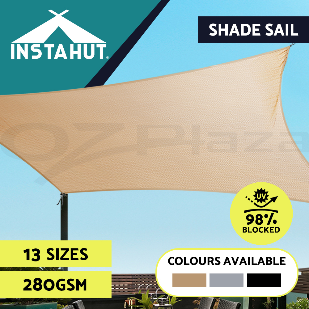 Instahut Shade Sail Cloth Rectangle Sun Awning Shadecloth Heavy Canopy ...
