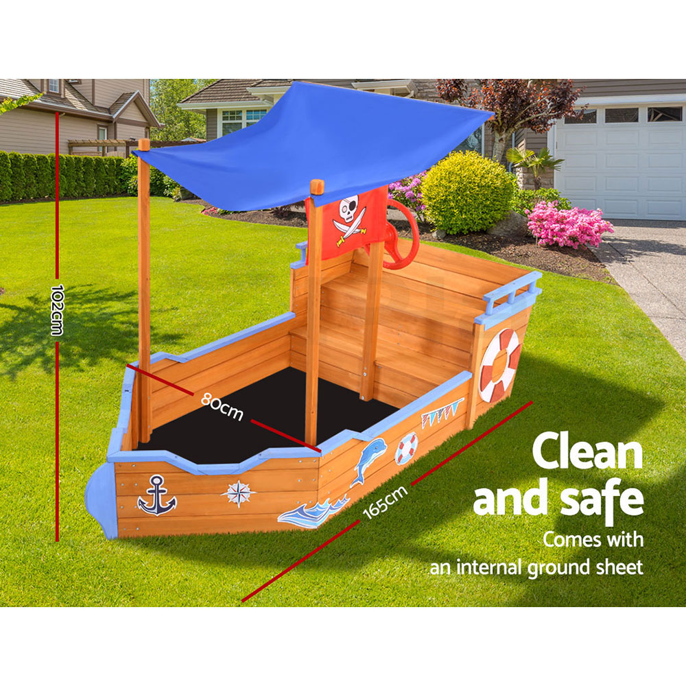 Keezi Kids Sandpit Outdoor Toys Beach Sand Pit Toy Box Play Set With ...