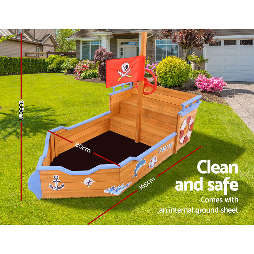 Keezi Kids Sandpit Outdoor Toys Beach Sand Pit Toy Box Play Set With ...