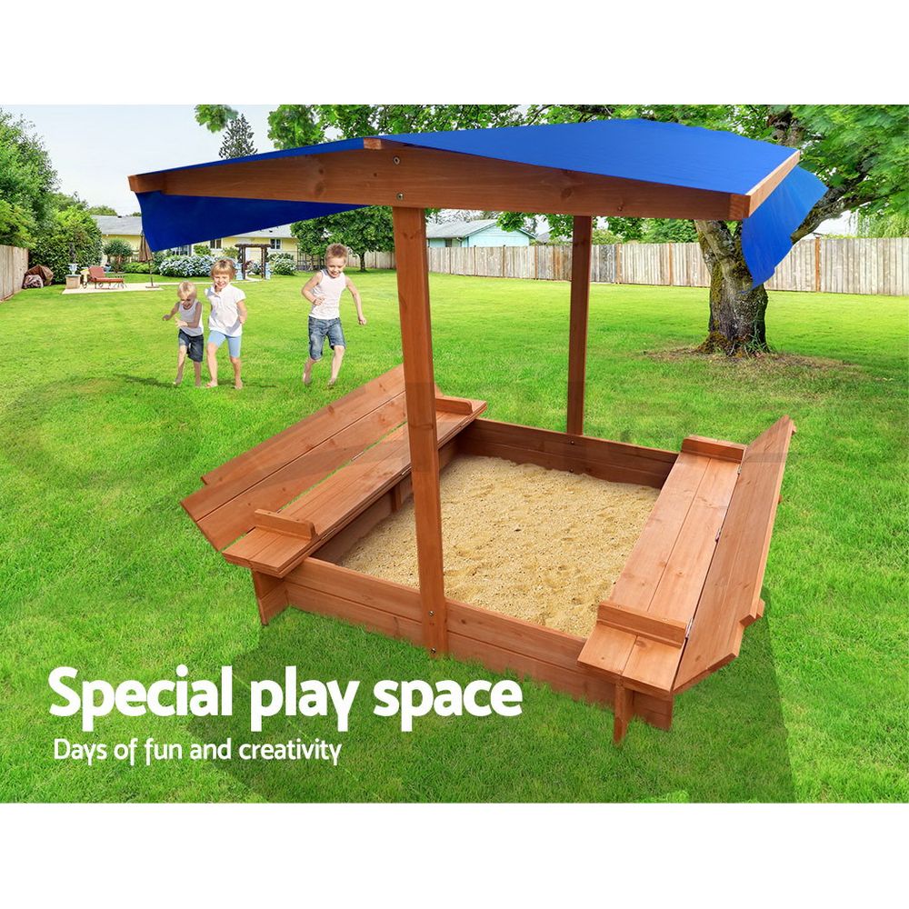 Keezi Kids Sandpit Outdoor Toys Beach Sand Pit Toy Box Play Set With ...