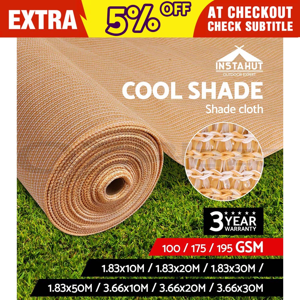 50% 70% 90% UV Sun Shade Cloth Shadecloth Sail Roll Mesh Garden Outdoor ...