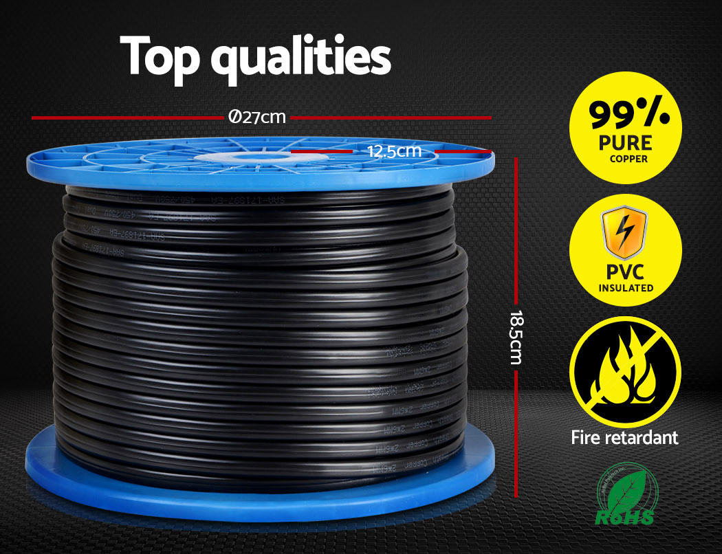 6MM Electrical Cable Electric Twin Core Extension Wire 100M Car 450V 2 ...